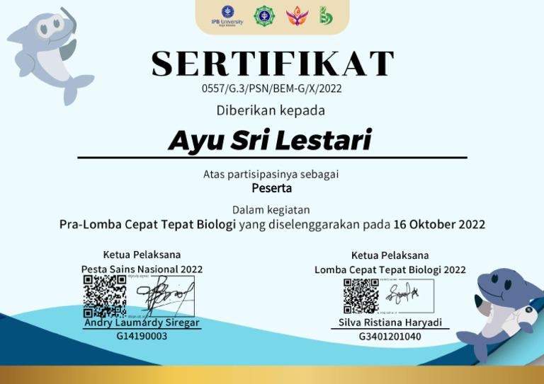 Sertifikat Pra-LCTB - Peserta - Ayu Sri Lestari | PDF