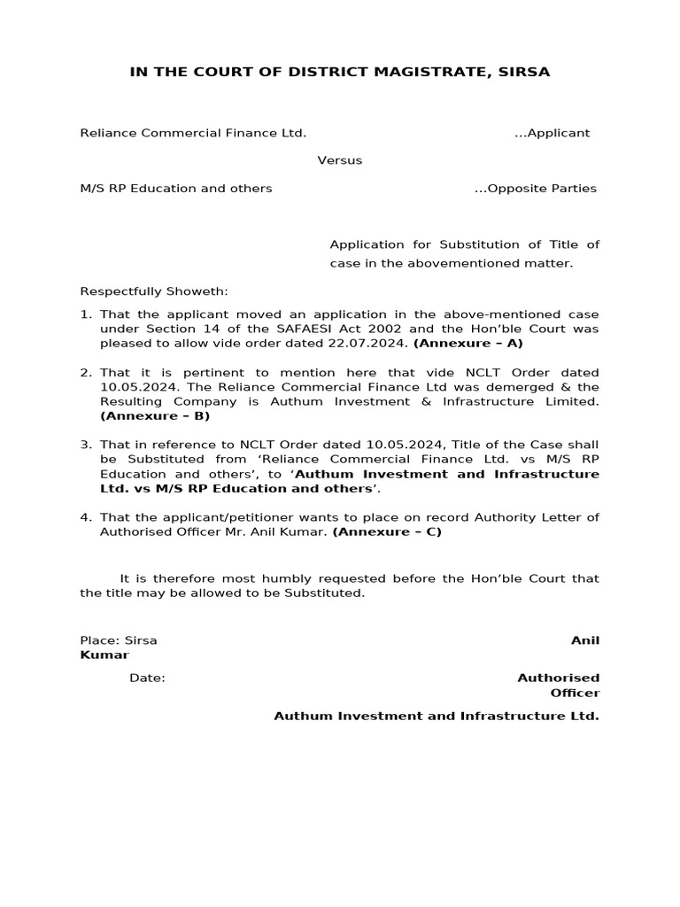 Amendment application-RP Education | PDF