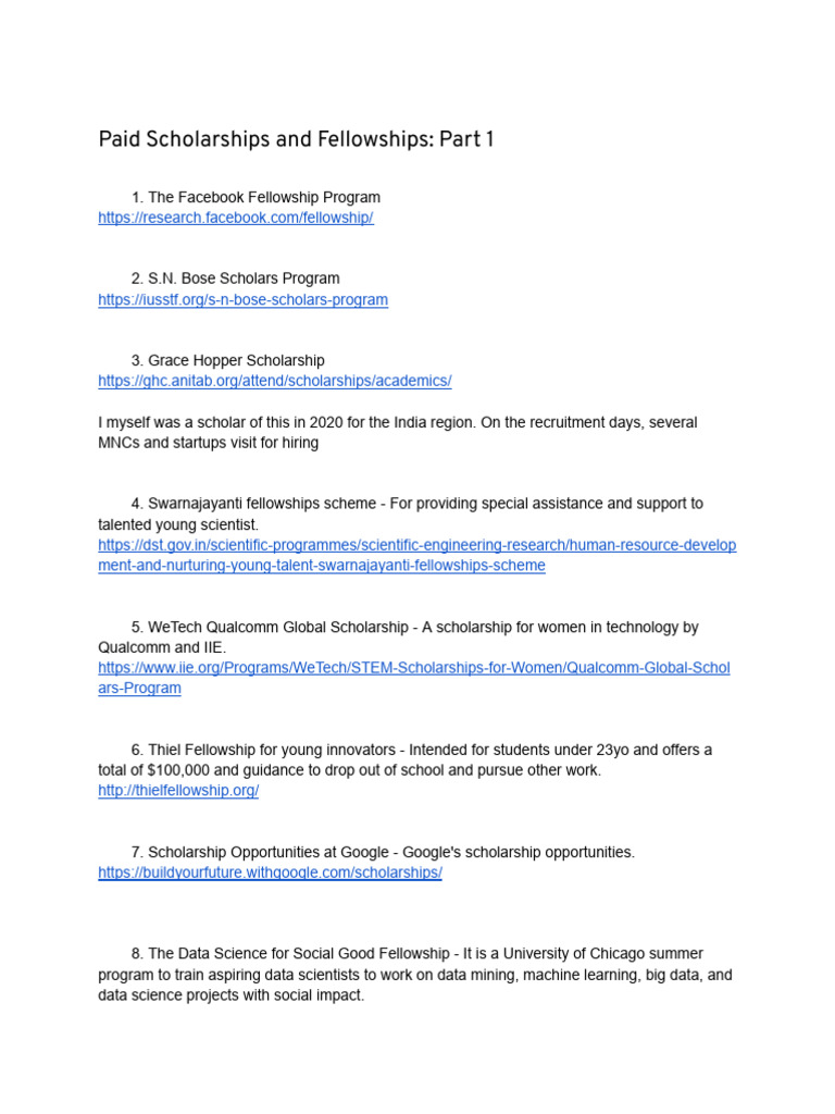 Resources For Hackathons + Tech Scholarships + Freelancing + Open Source | PDF | Computing | Science