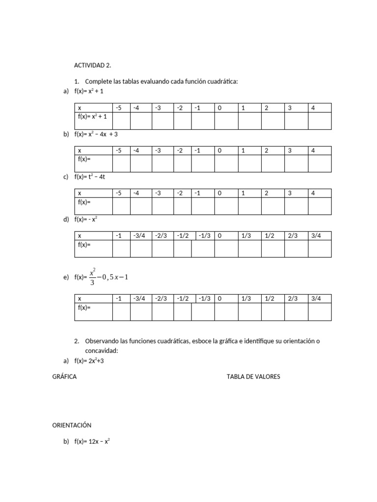 Actividad 2.funcion Cuadratica | PDF