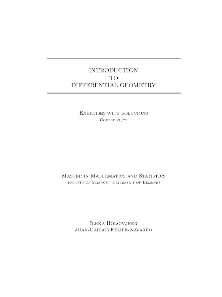 Differential Geometry Exercises & Solutions | PDF | Differentiable ...