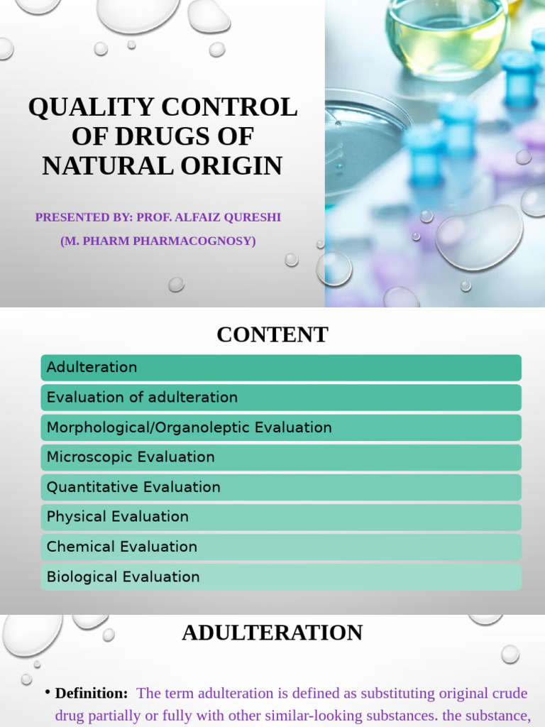 Quality Control of Natural Drugs | PDF | Tissue (Biology) | Taste