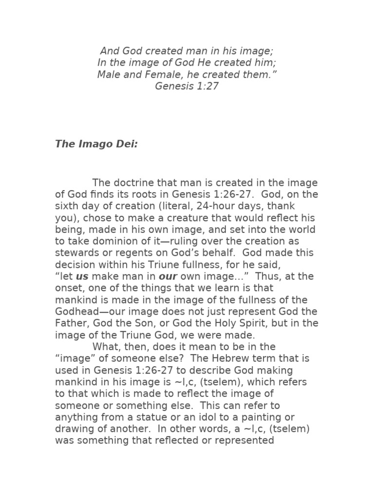 And God Created Man in His Image | PDF | Image Of God | Genesis ...