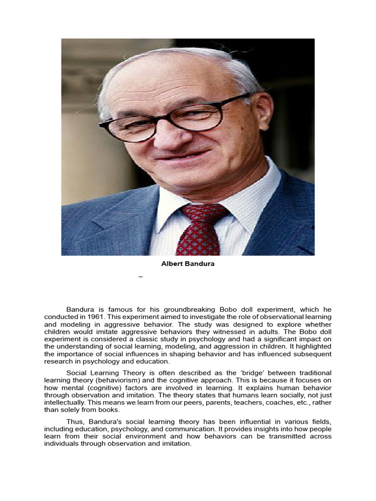 ALBERT BANDURA-LESSON PLAAAN | PDF | Learning | Imitation