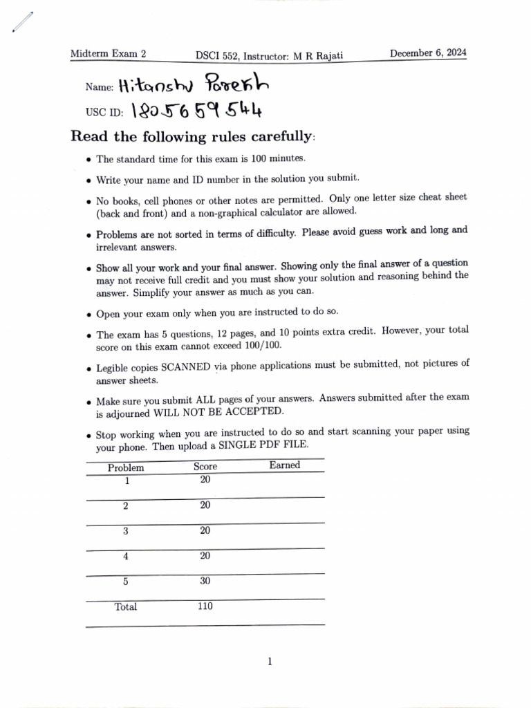 Hitanshu Parekh DSCI552 Midterm2 | PDF | Computational Neuroscience | Machine Learning