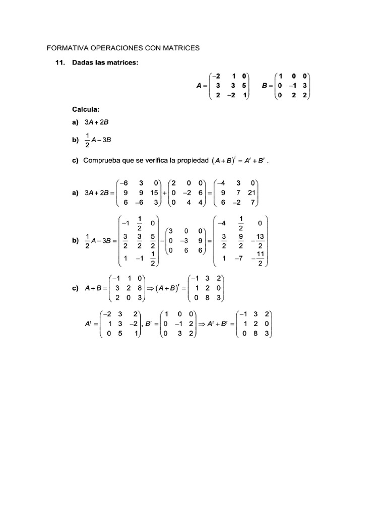FORMATIVA_OPERACIONES_CON_MATRICES | PDF