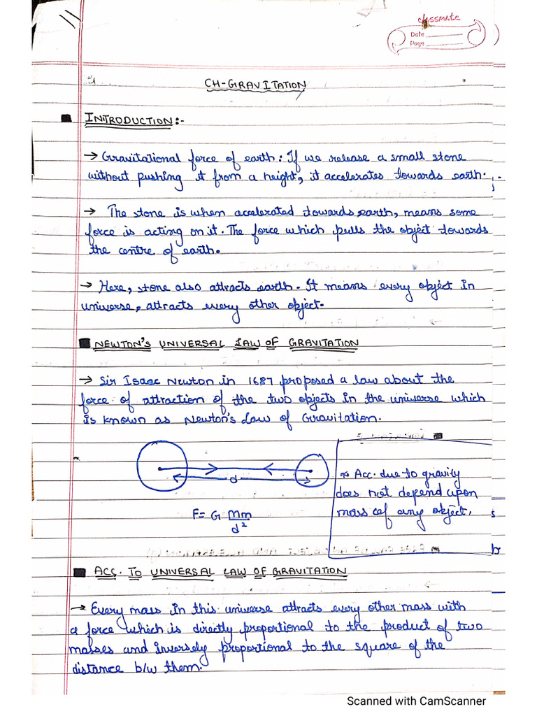 Gravitation Notes Class 9 | PDF