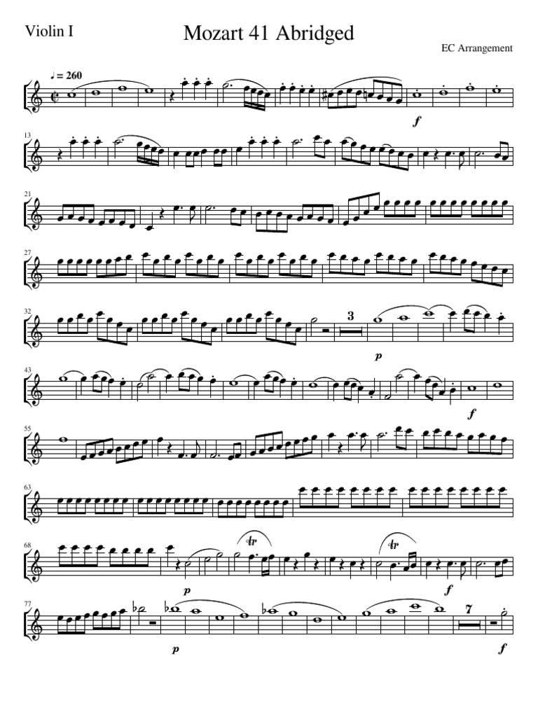Mozart_41_Abridged-Violin_I | PDF