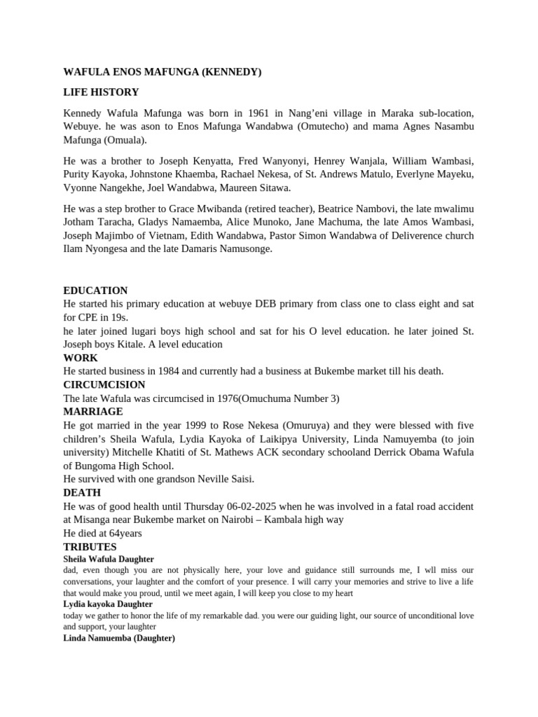 Wafula Enos Mafunga | PDF