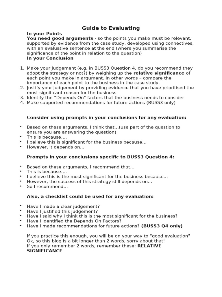 Guide To Evaluating | PDF