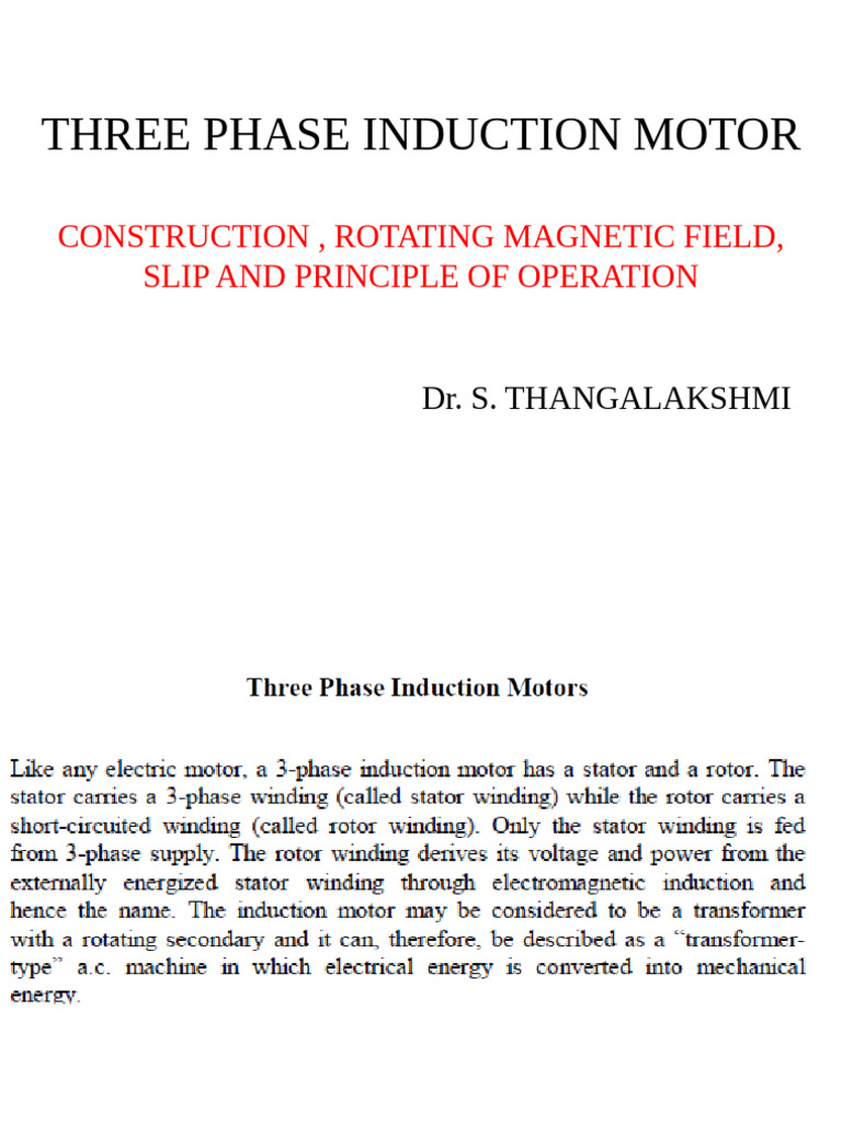 10 Three Phase Induction Motor - Construction, Rotating Magnetic Field ...