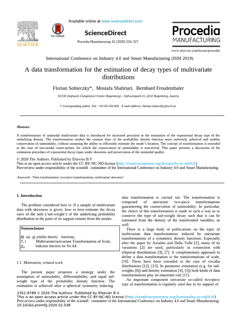 A Data Transformation For The Estimation of Decay Types - 2020 - Procedia Manuf | PDF ...