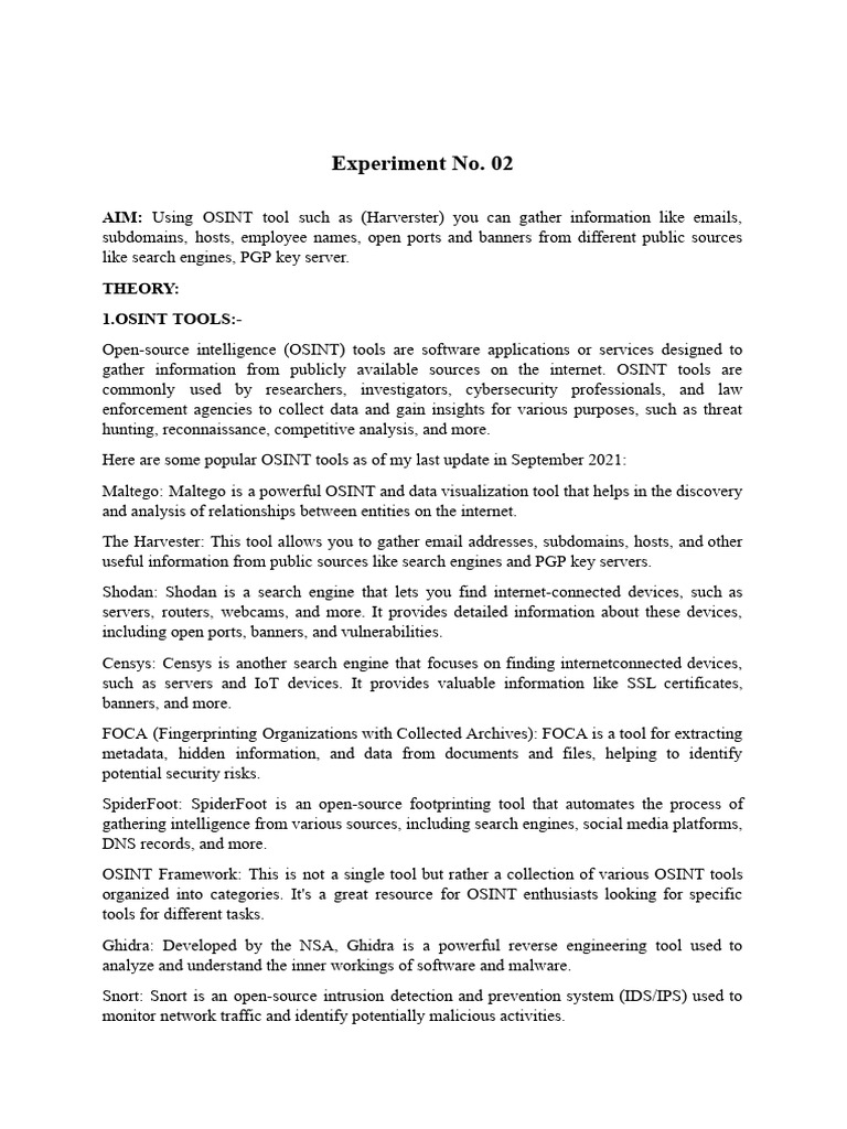 OSINT Exp 02.docx | PDF | Domain Name System | Domain Name