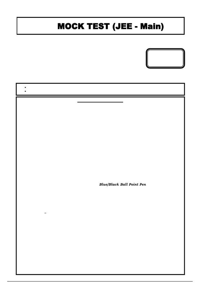 JEE Main 2024 Mock Test Paper | PDF | Multiple Choice | Chemistry