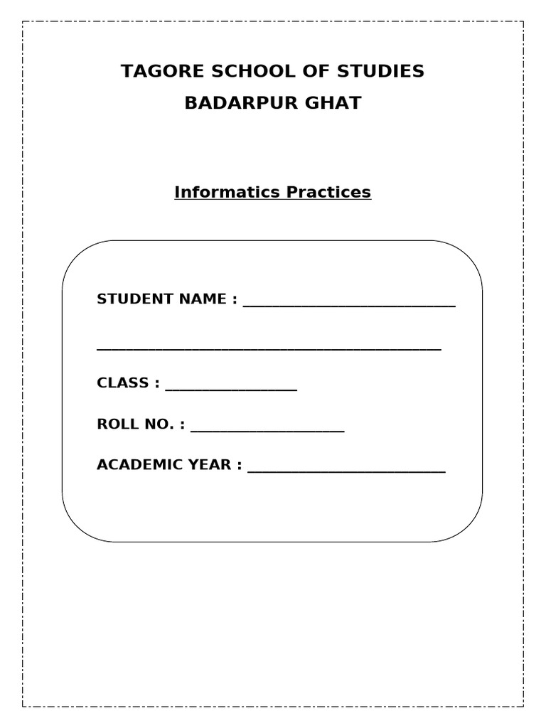 Informatics Practices Project Cover Page | PDF