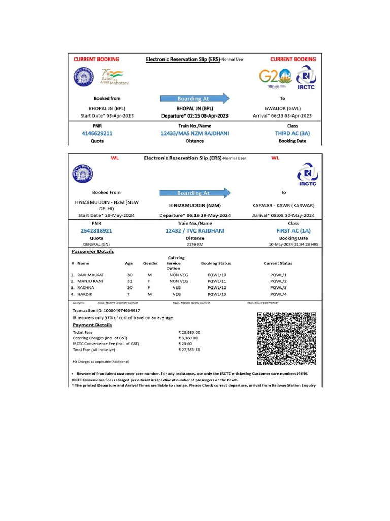 Train ticket BPL to GWL | PDF