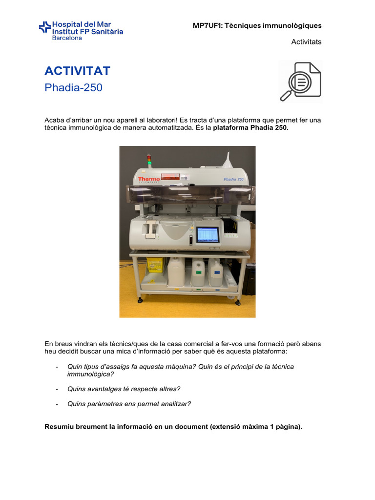 Activitat Phadia 250 - 2425 | PDF