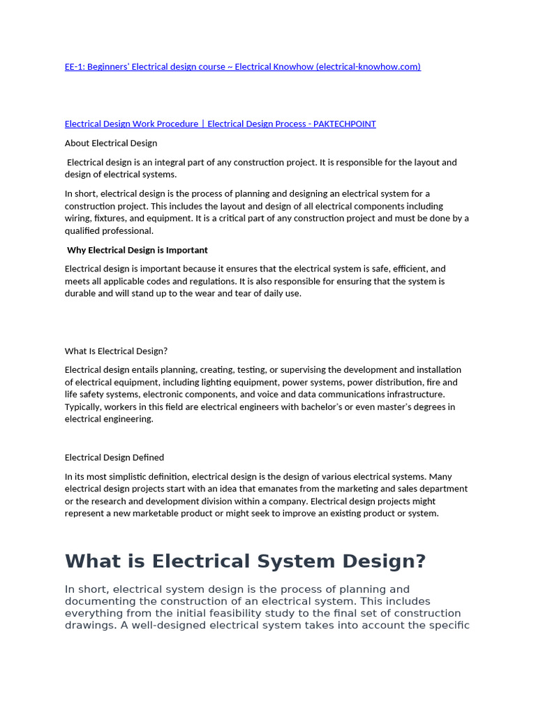 About Electrical Design | PDF | Electricity | System