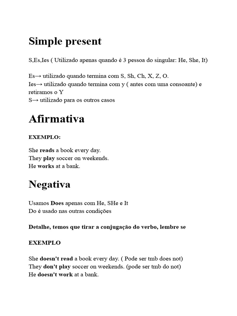Simple Present e Continuous Tense | PDF | Famílias linguísticas | Linguística