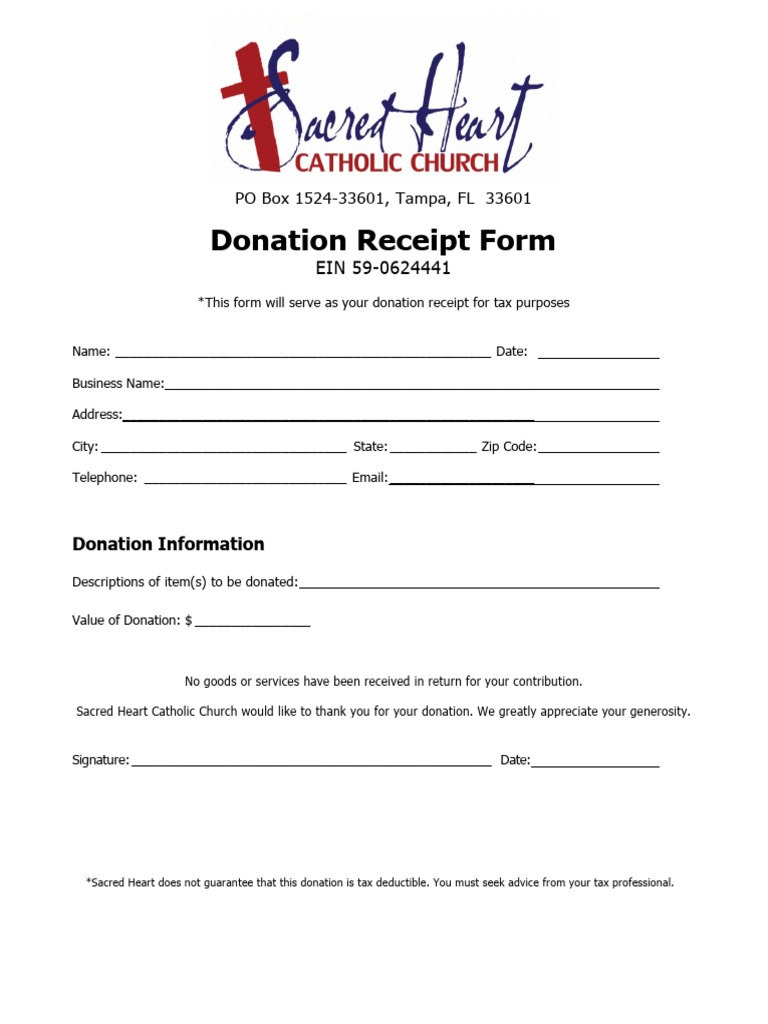 Church Donation Receipt Form | PDF