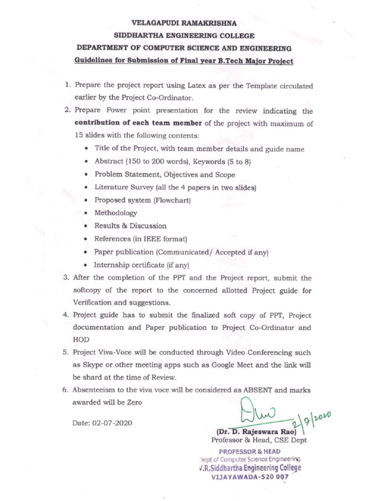 Guidelines Submission Major ProjectI | PDF