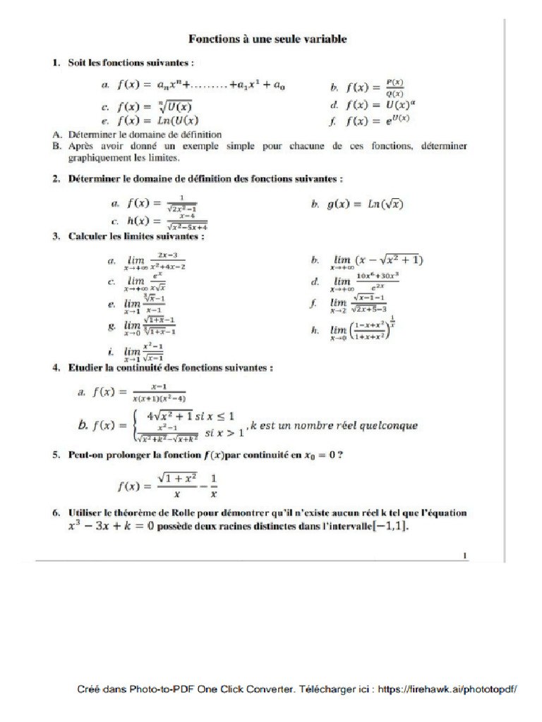 A. Mathématique EXERCICES CORRIGES (Pr. Yassine) | PDF