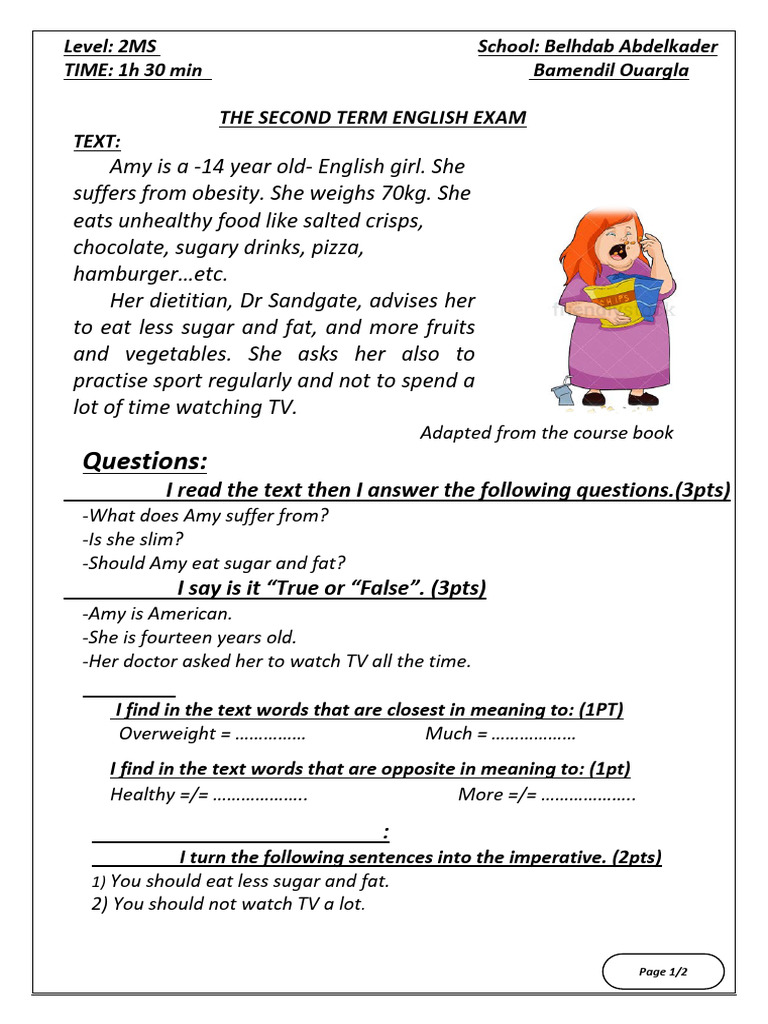 Dzexams 2am Anglais E2 20210 170963 | PDF