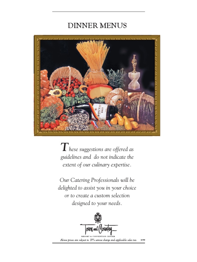 Dinner Menus: Above Prices Are Subject To 19% Service Charge and ...