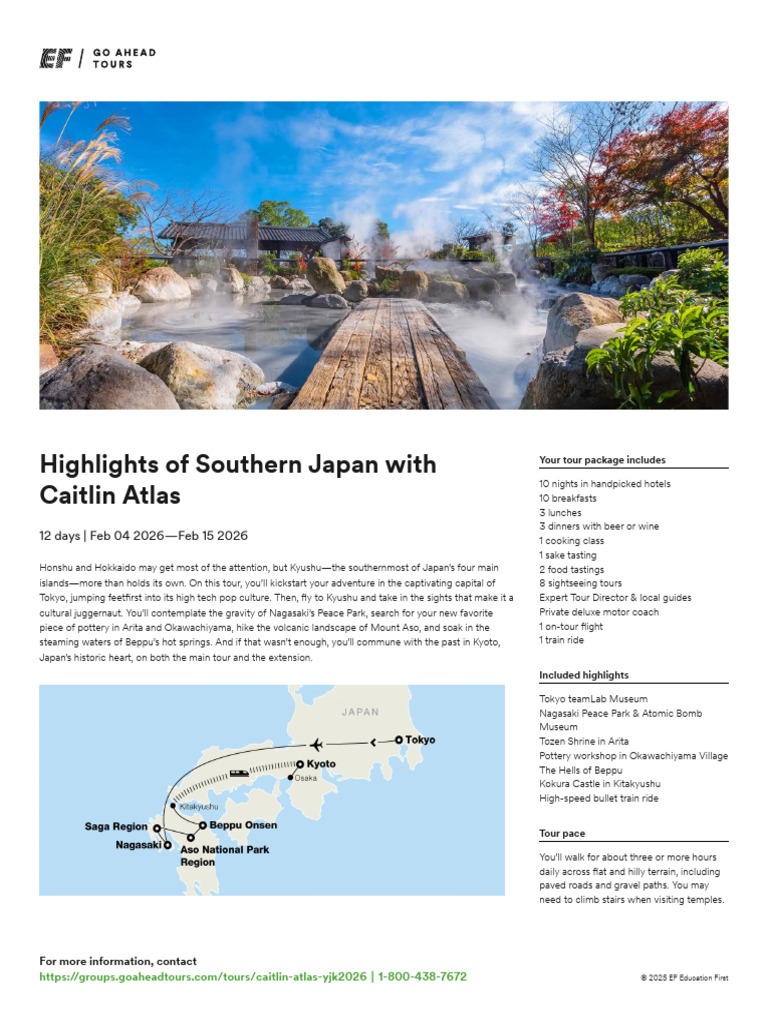 Highlights of Southern Japan Itinerary | PDF | Meal