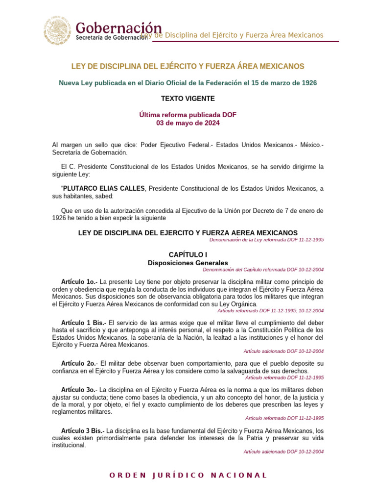 LEY DE DISCIPLINA DEL EJÉRCITO Y FUERZA ÁREA MEXICANOS | PDF | México | Disciplinas
