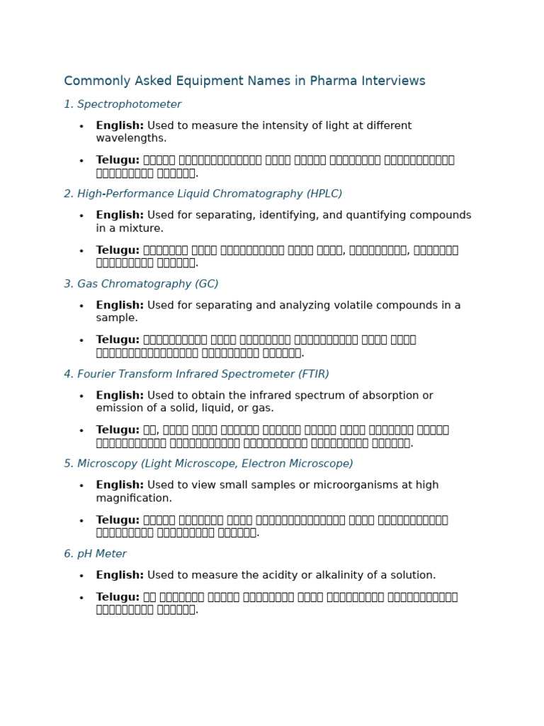 Equipments Used | PDF