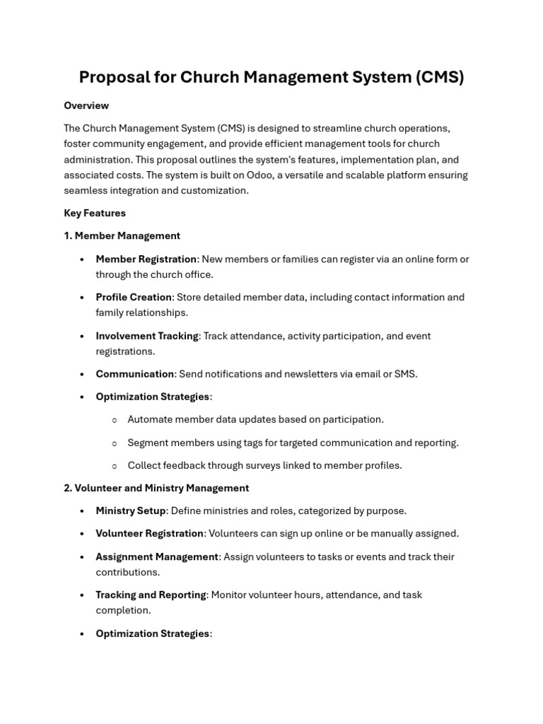 Church Management System Proposal | PDF | Computing | Information ...