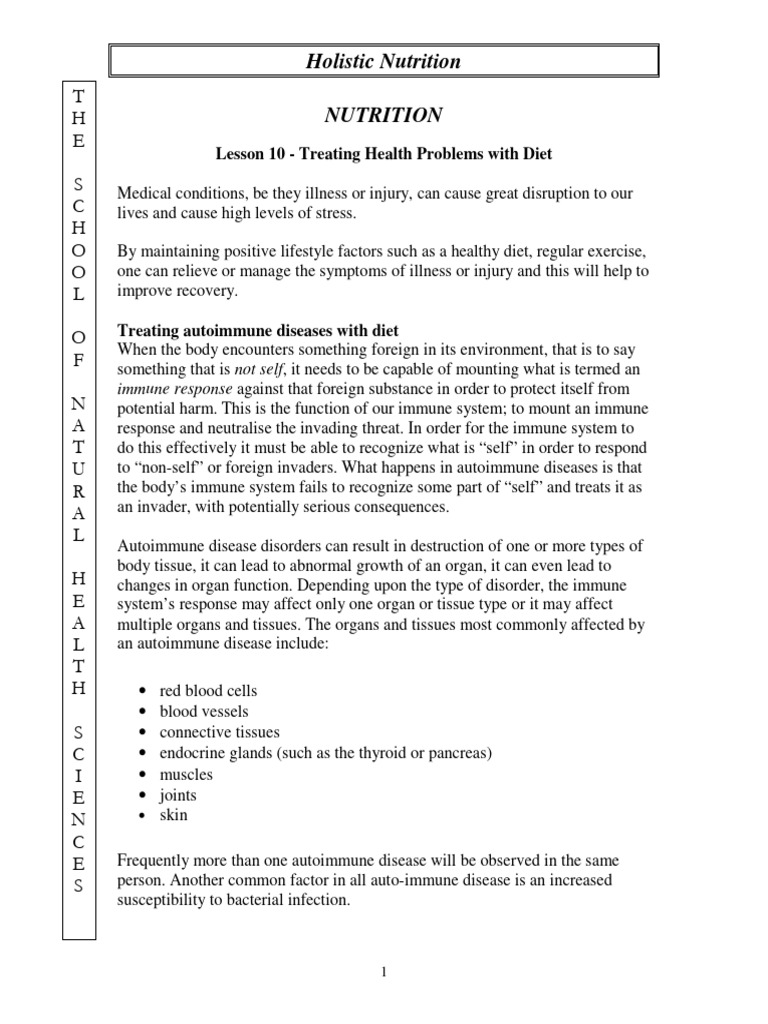 Treating Health Problems With Diet | PDF | Autoimmune Disease ...