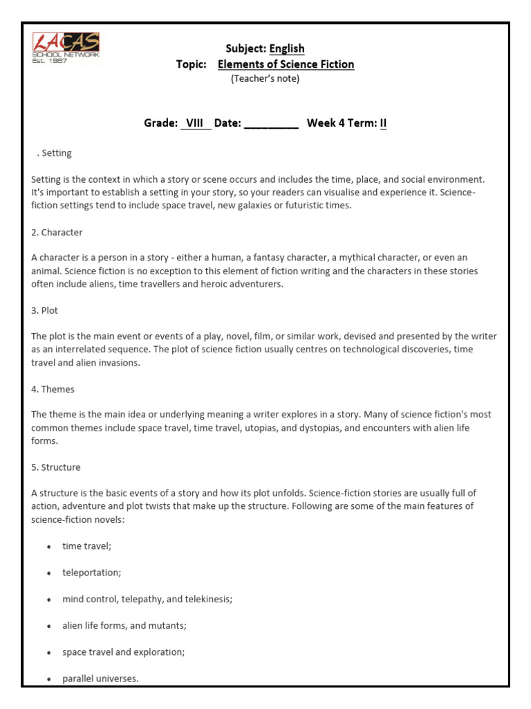 Week 4, Term 2, Grade 8, Science Fiction | PDF | Utopia | Dystopia