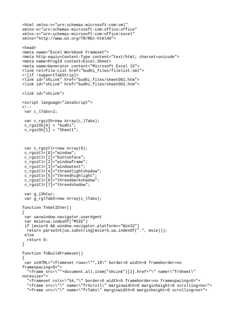 Excel HTML Frameset Document | PDF