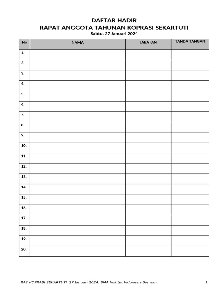 Presensi Blank | PDF