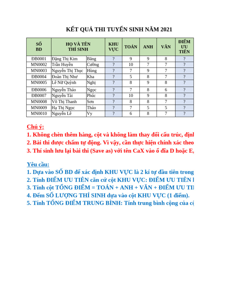 Thi TH 01 Ex | PDF