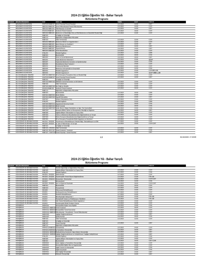 Liste Formatı SBF GÜZ Büt | PDF
