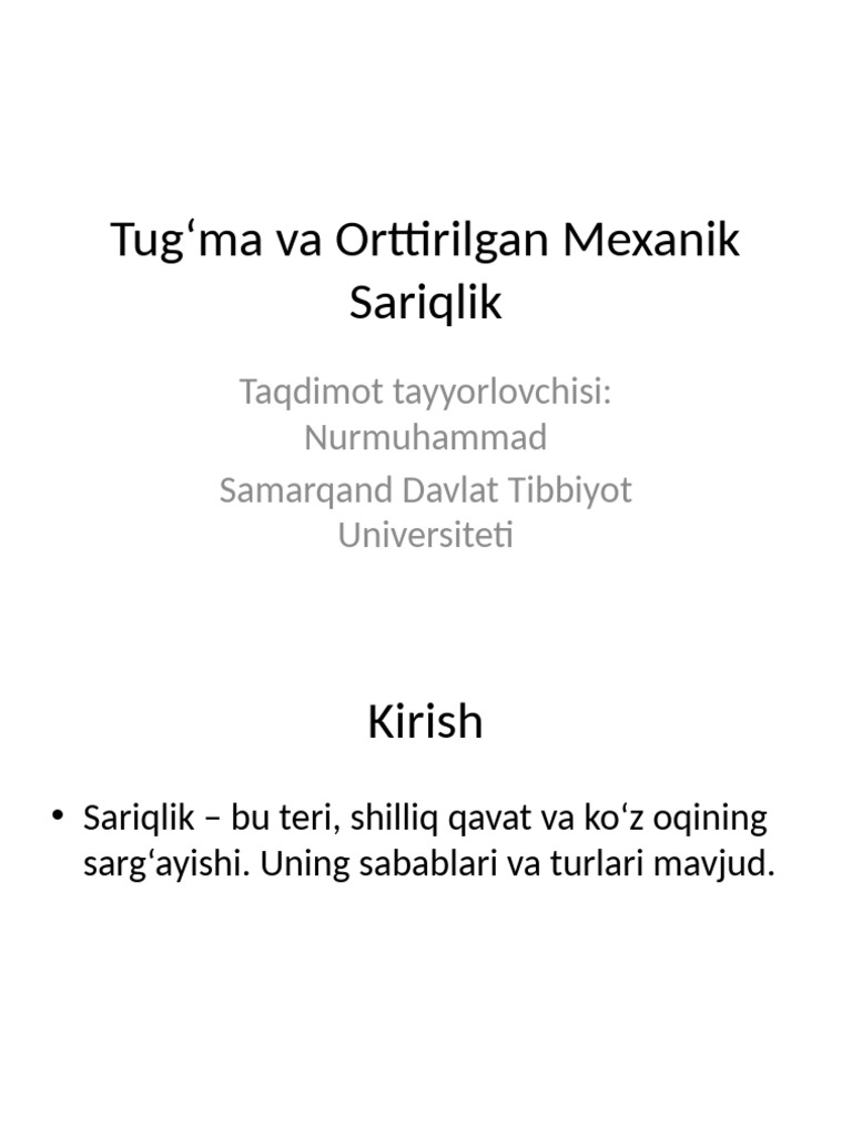 Mexanik Sariqlik To'liq Prezentatsiya | PDF