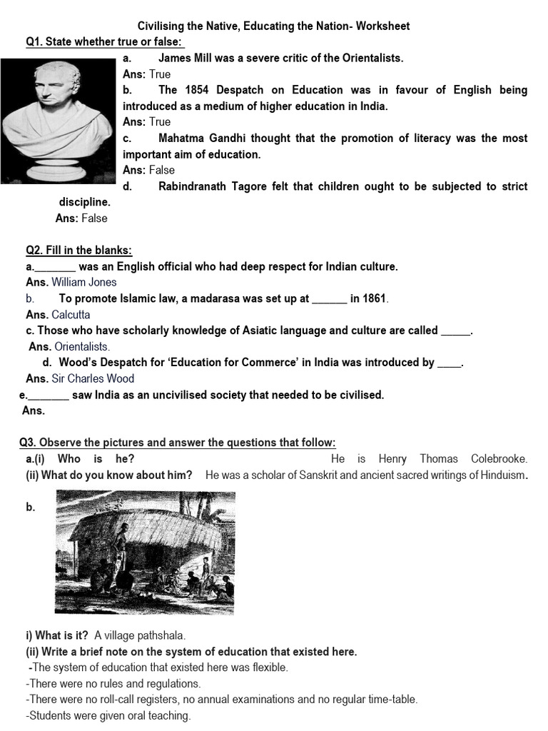 Civilising The Natives, Educating The Nation-Worksheet | PDF