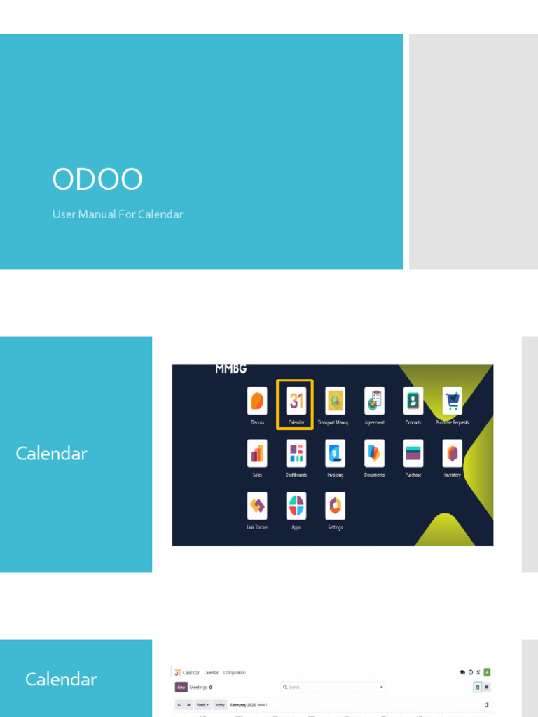 Odoo Calendar User Manual Guide | PDF