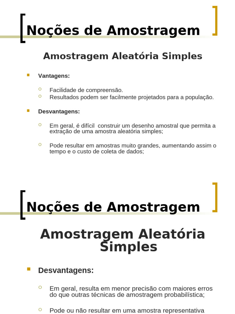Noções de Amostragem e Tipos de Amostras | PDF | Amostragem ...