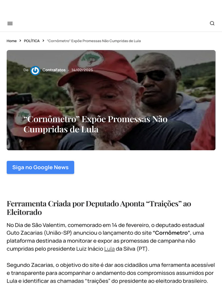 "Cornômetro" Expõe Promessas Não Cumpridas de Lula | PDF | Luiz Inácio Lula da Silva