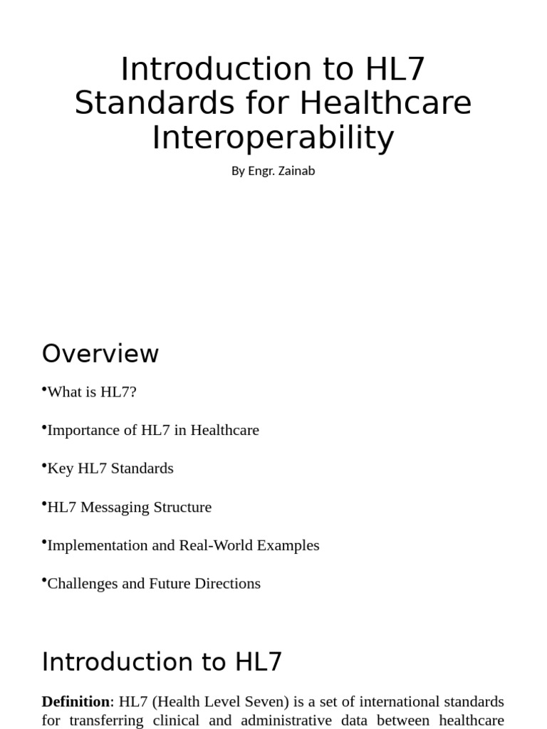 Introduction To HL7 Standards For Healthcare Interoperability | PDF | Electronic Health Record ...