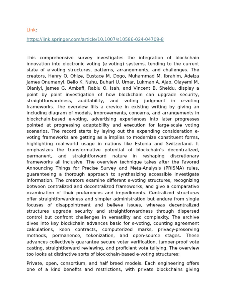 E Voting Literature Review | PDF | Electronic Voting | Innovation