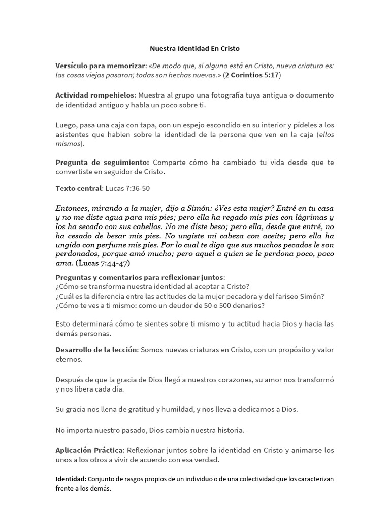 Identidad en Cristo: Nueva Creación | PDF