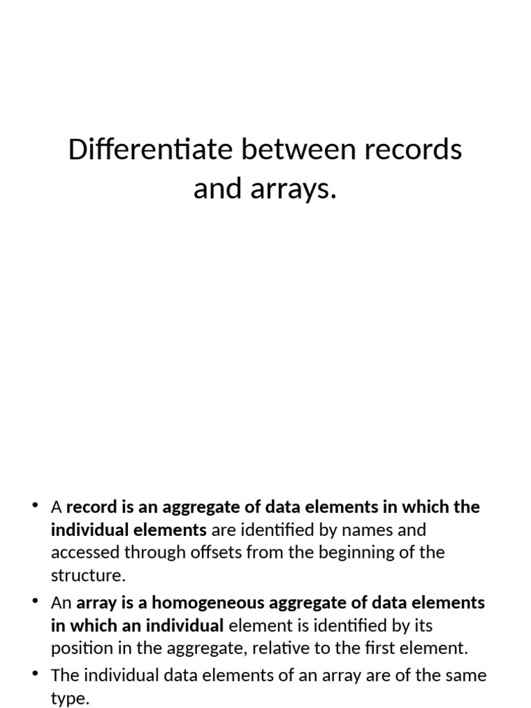 Differentiate Between Records and Arrays | PDF