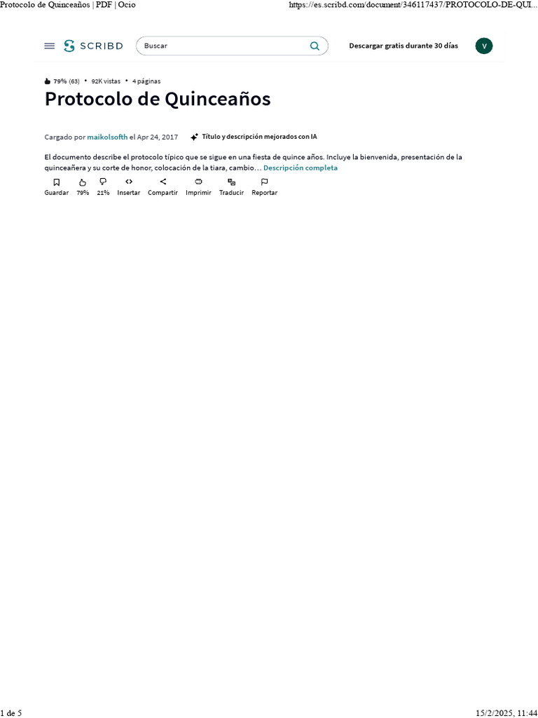 Protocolo de Quinceaños _ PDF _ Ocio | PDF | Internet | ciberespacio