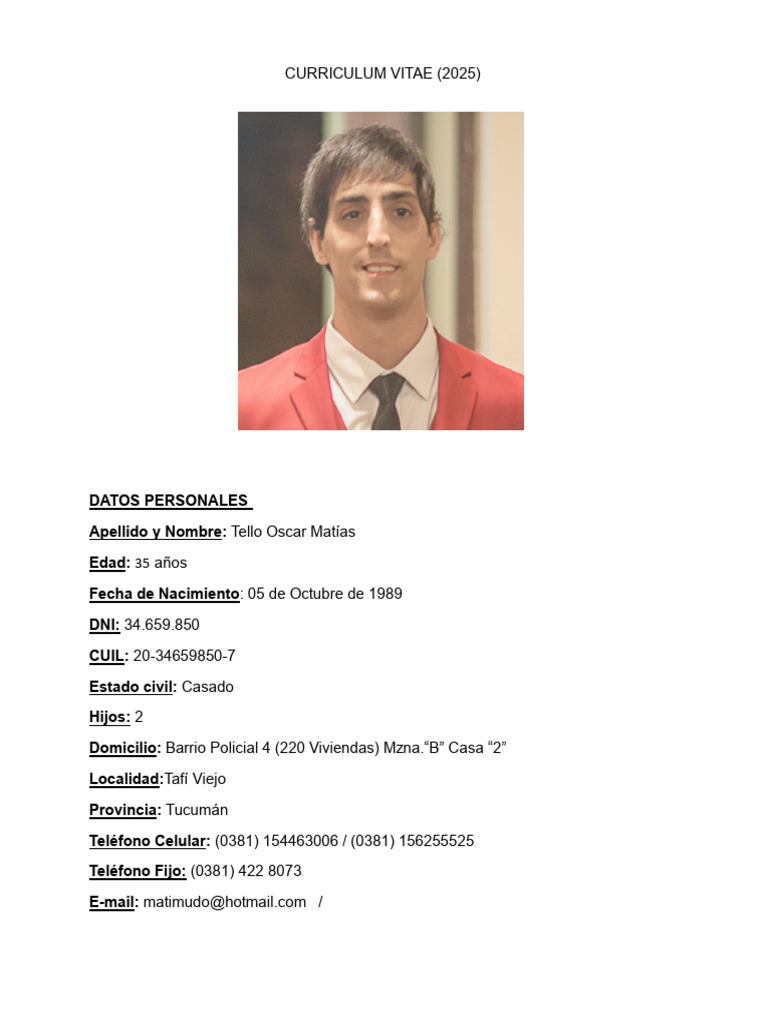Cv2025 HyS | PDF | Microsoft Excel | Informática