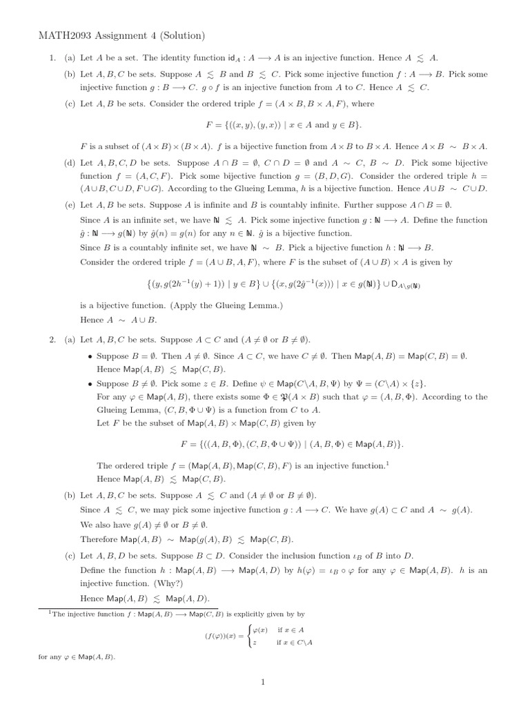 2093h4sol | PDF | Function (Mathematics) | Mathematical Relations